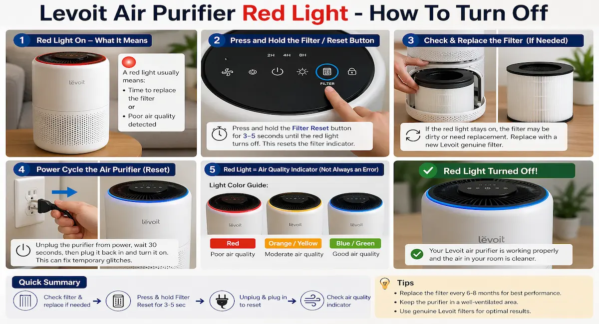 Levoit Air Purifier Red Light Reset